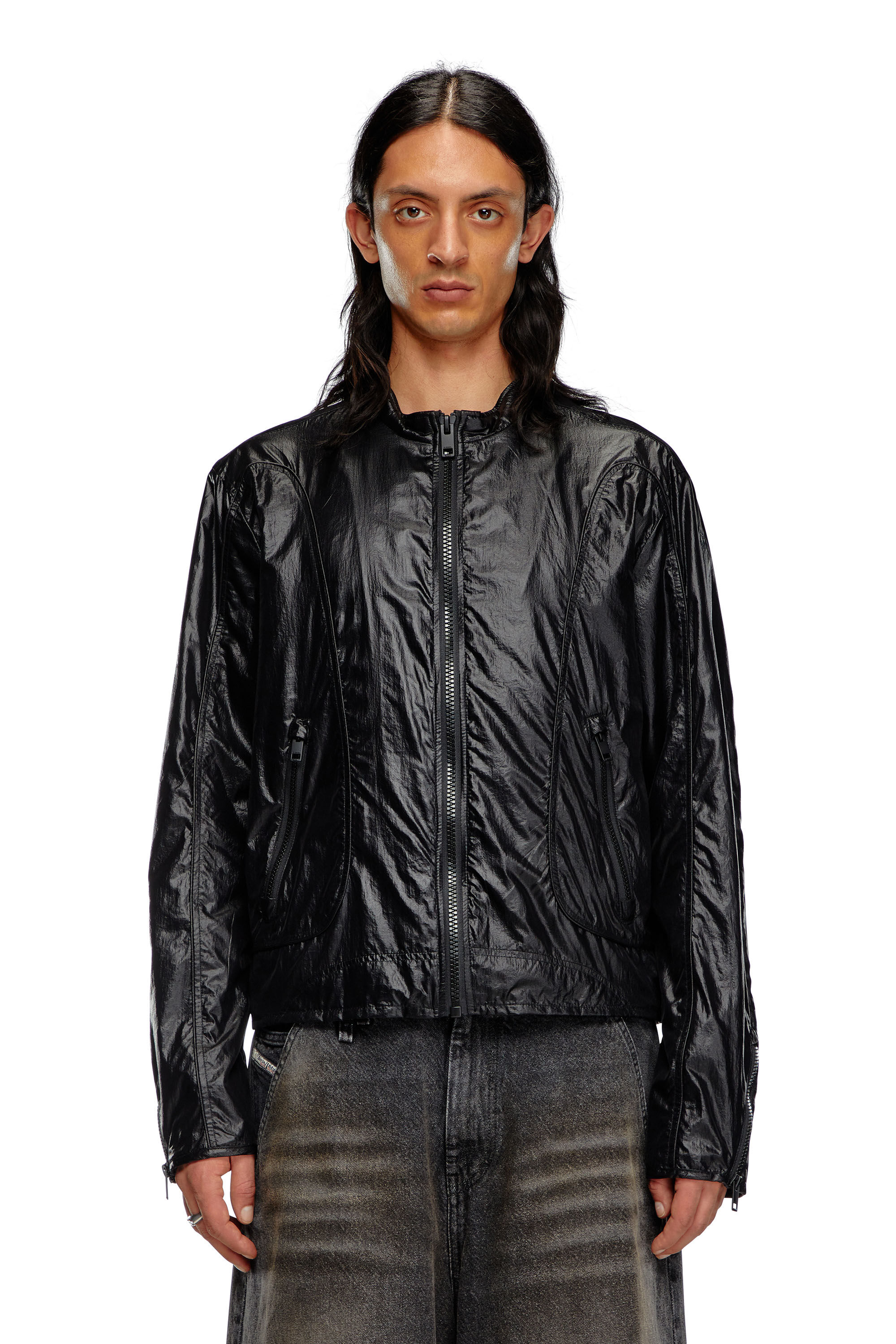 J-CLAYS Biker jacket in shiny ripstop｜ブラック｜メンズ｜DIESEL