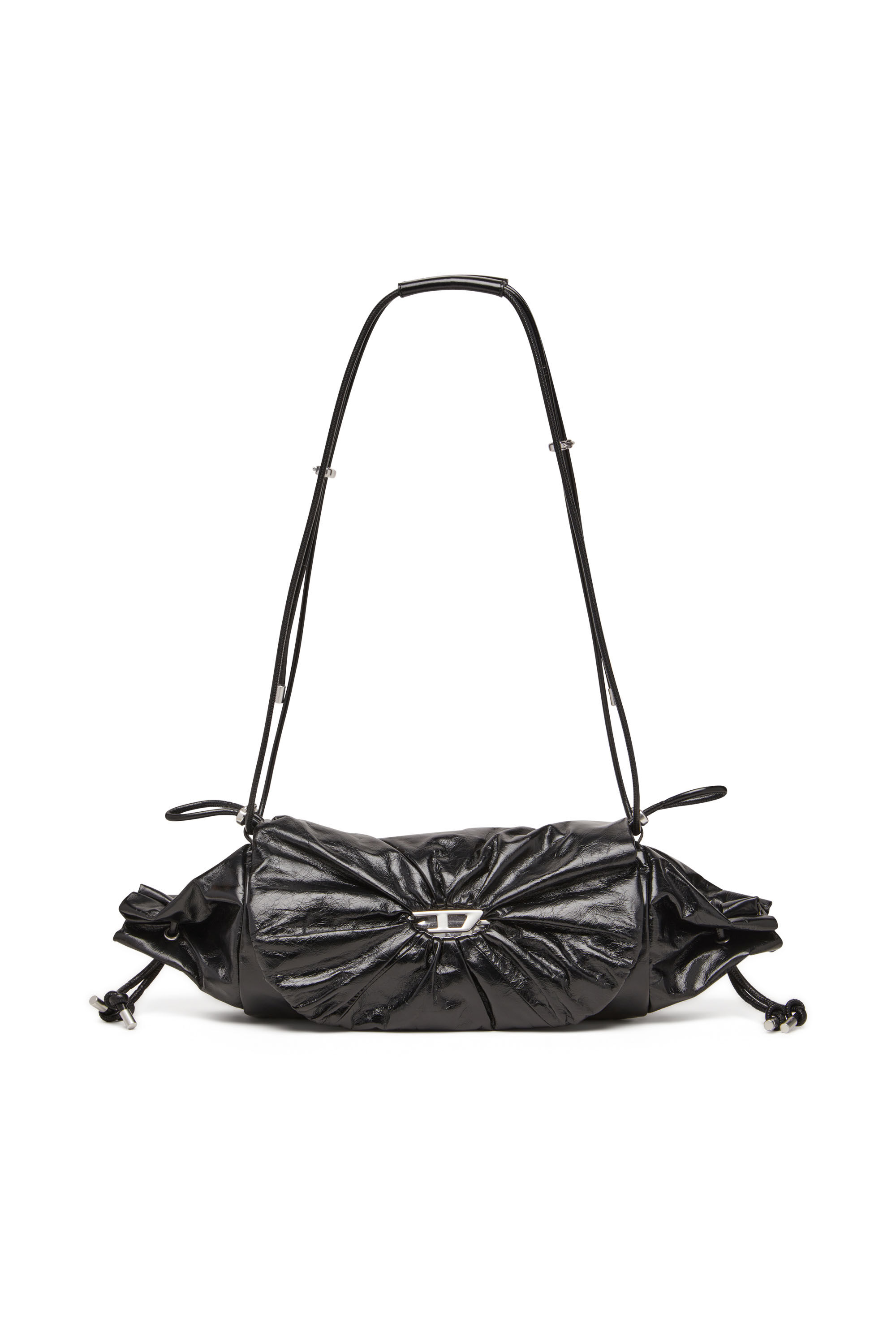 SCRUNCH-D SHOULDER M Scrunch-D M-Shoulder bag in shiny leather｜ブラック ...