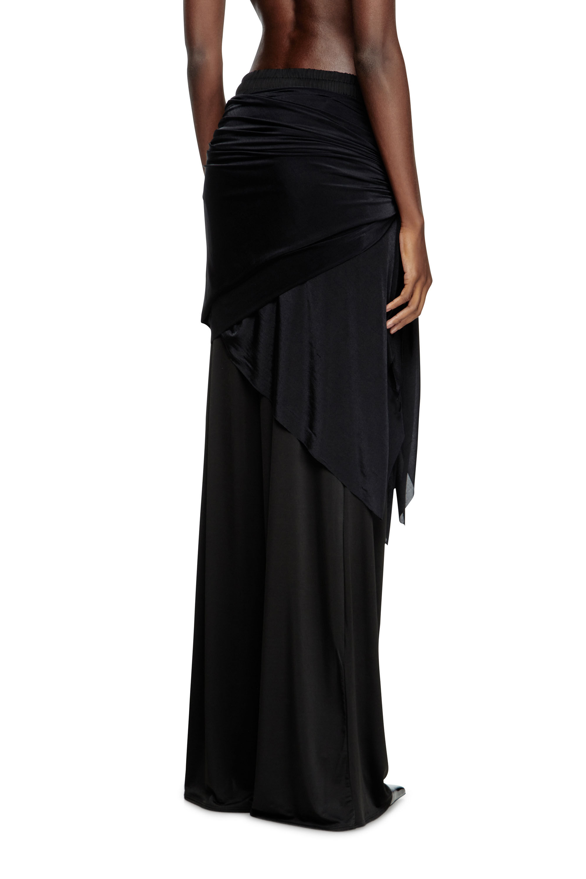 P-FRIZZA-PLAIN Draped pants in fluid jersey|ブラック P-FRIZZA-PLAIN Draped pants in fluid jersey|ブラック