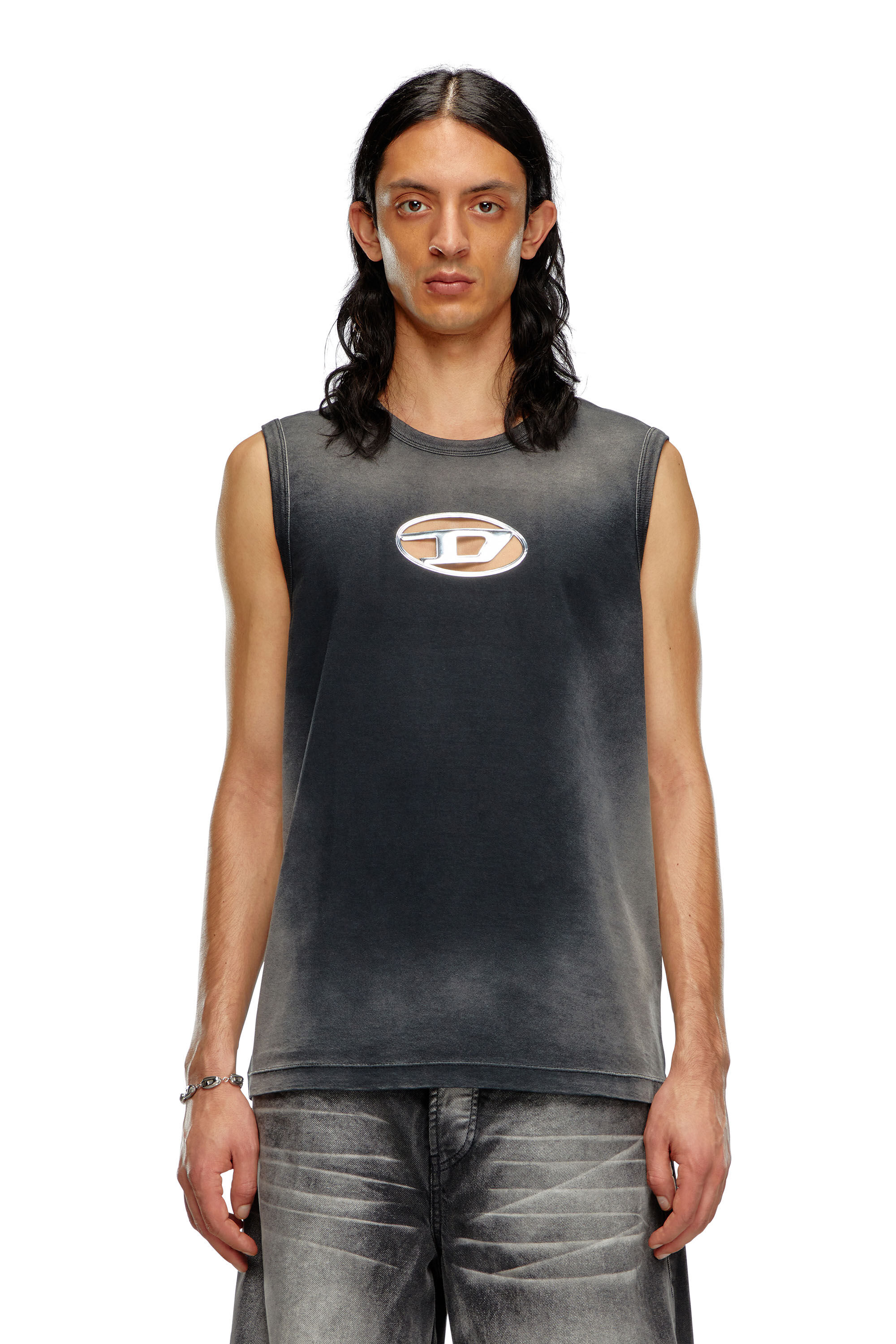 T-BRICO Faded tank top with puffy Oval D｜ブラック｜メンズ｜DIESEL