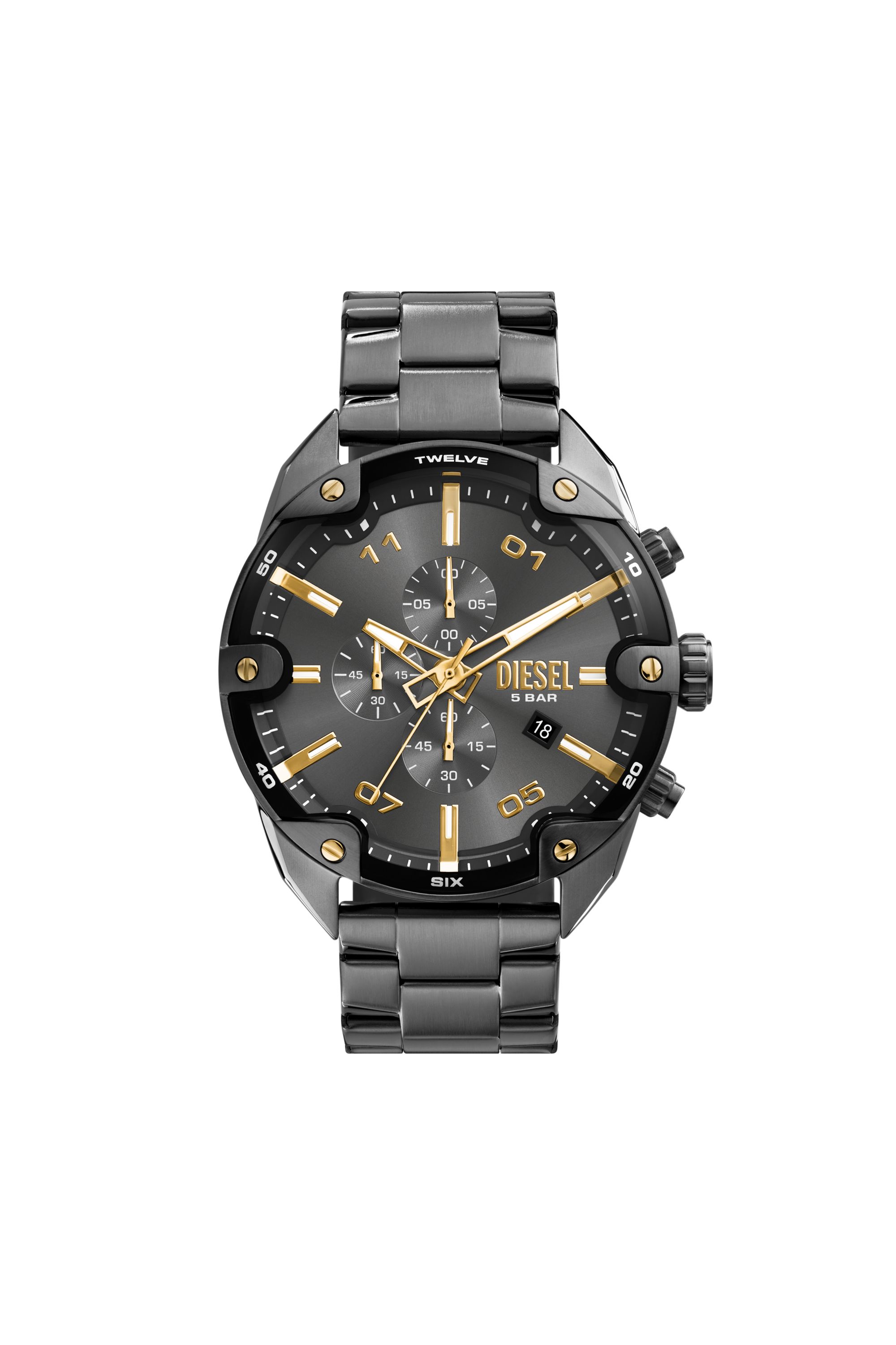 DZ4669 Spiked Two-Tone Stainless Steel Watch｜グレー｜メンズ｜DIESEL