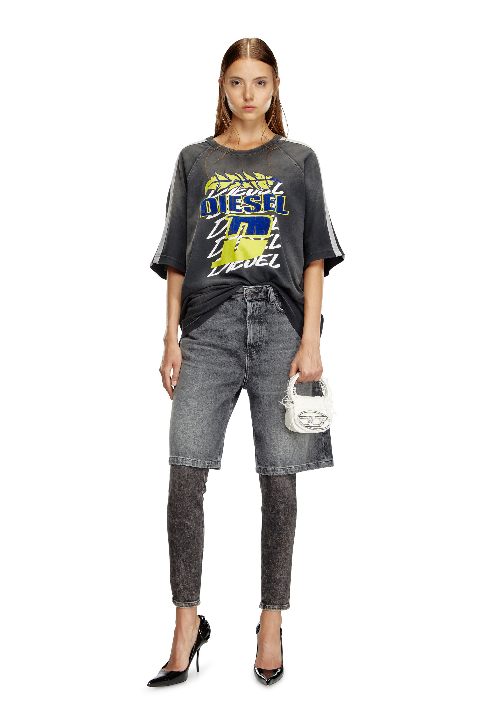 1DR XS 1DR XS-Iconic mini bag in canvas and leather｜ホワイト｜ウィメンズ｜DIESEL