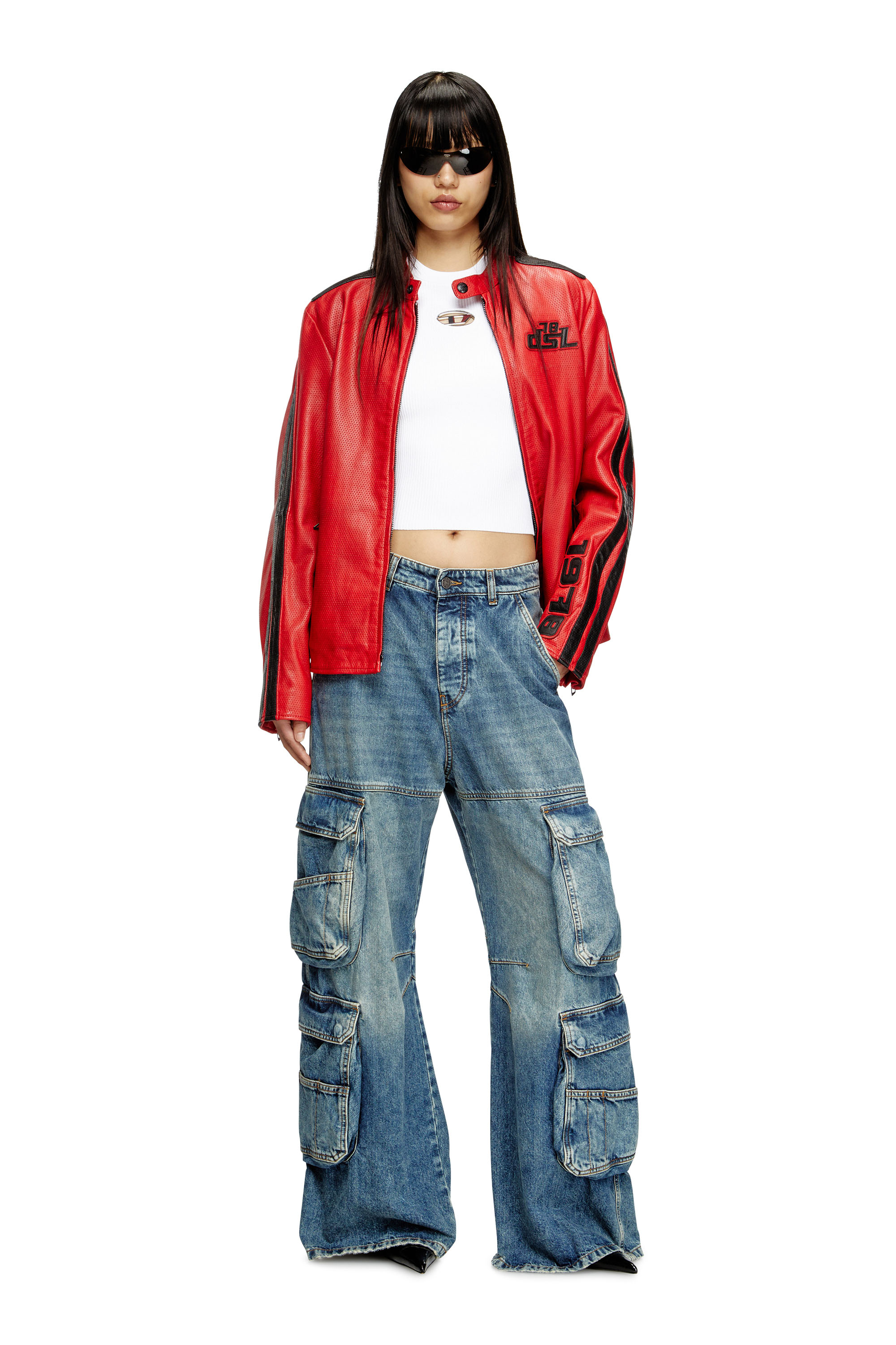 M-VALARI Rib-knit viscose-blend top with Oval D｜ホワイト｜ウィメンズ｜DIESEL